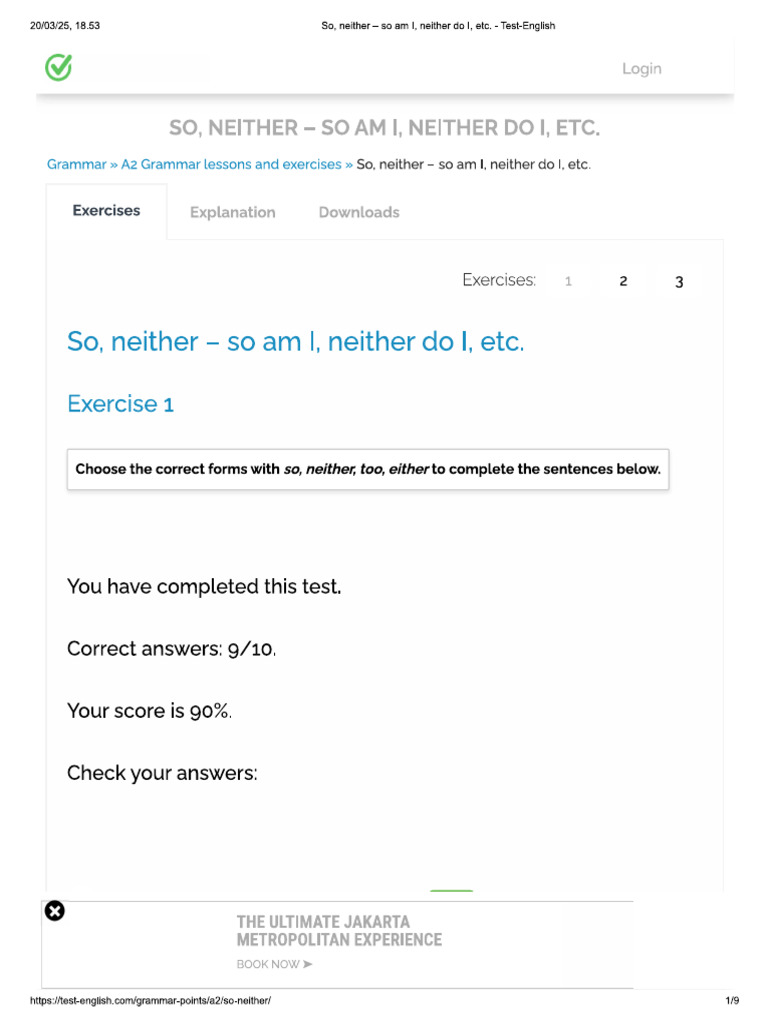 Exercise Either Neither So To | PDF