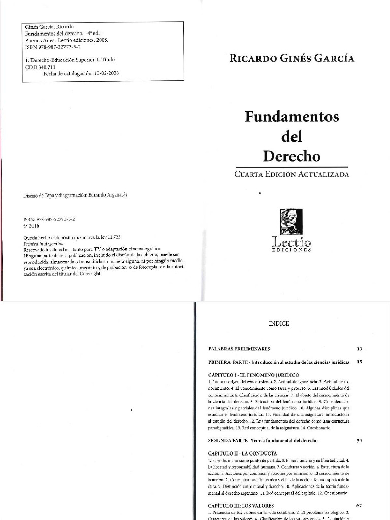 Fundamentos Del Derecho Libro Gines | PDF