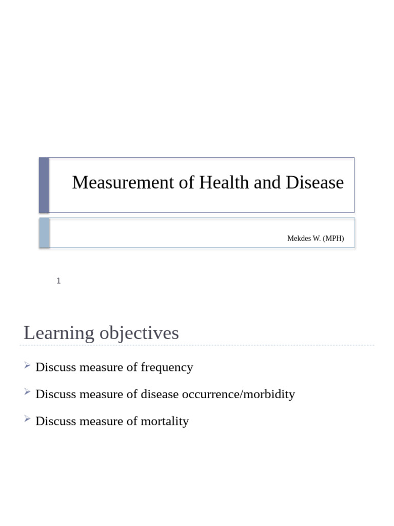 Measurement of Health & Disease | PDF | Prevalence | Incidence ...