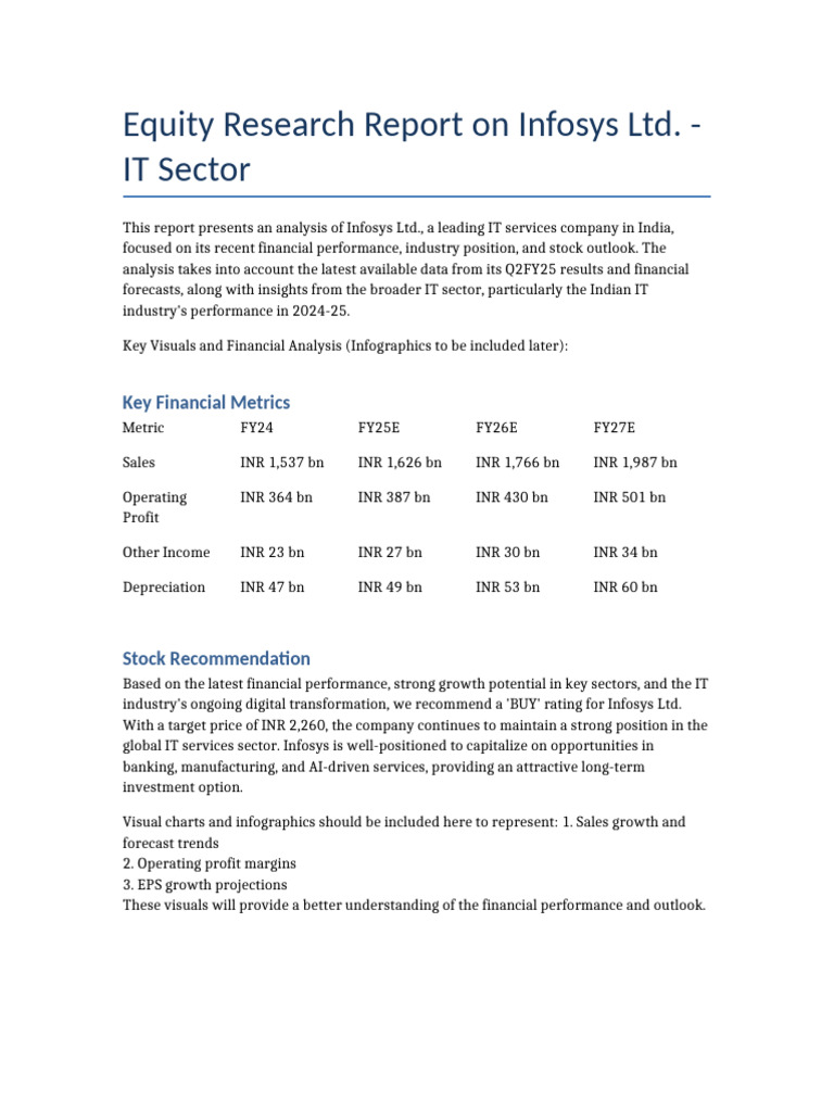 Infosys Ltd. Equity Research Report | PDF