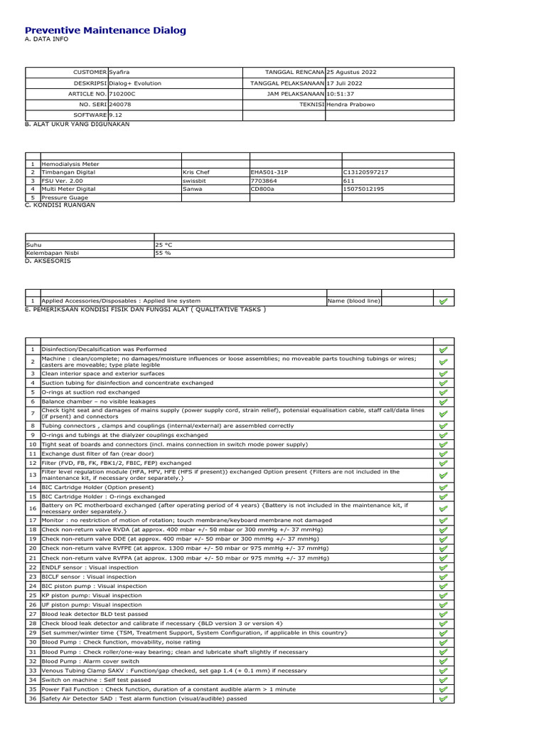 Preventive Maintenance Dialog: NO. Nama Alat Merek Tipe No. Seri | PDF ...