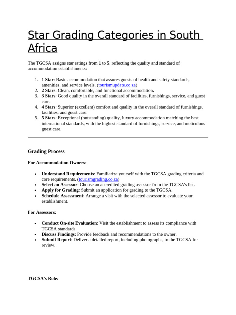 Star Grading Categories in South Africa | PDF | Business