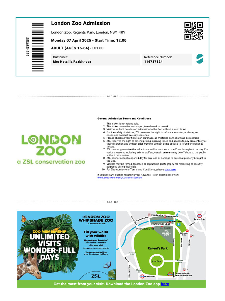 London Zoo Admission Tickets 116737824 | PDF | Zoo