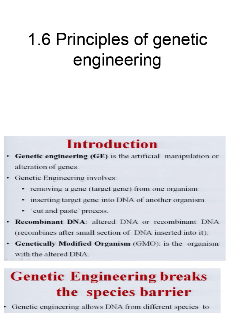 1.6 Principles of Genetic Engineering | PDF