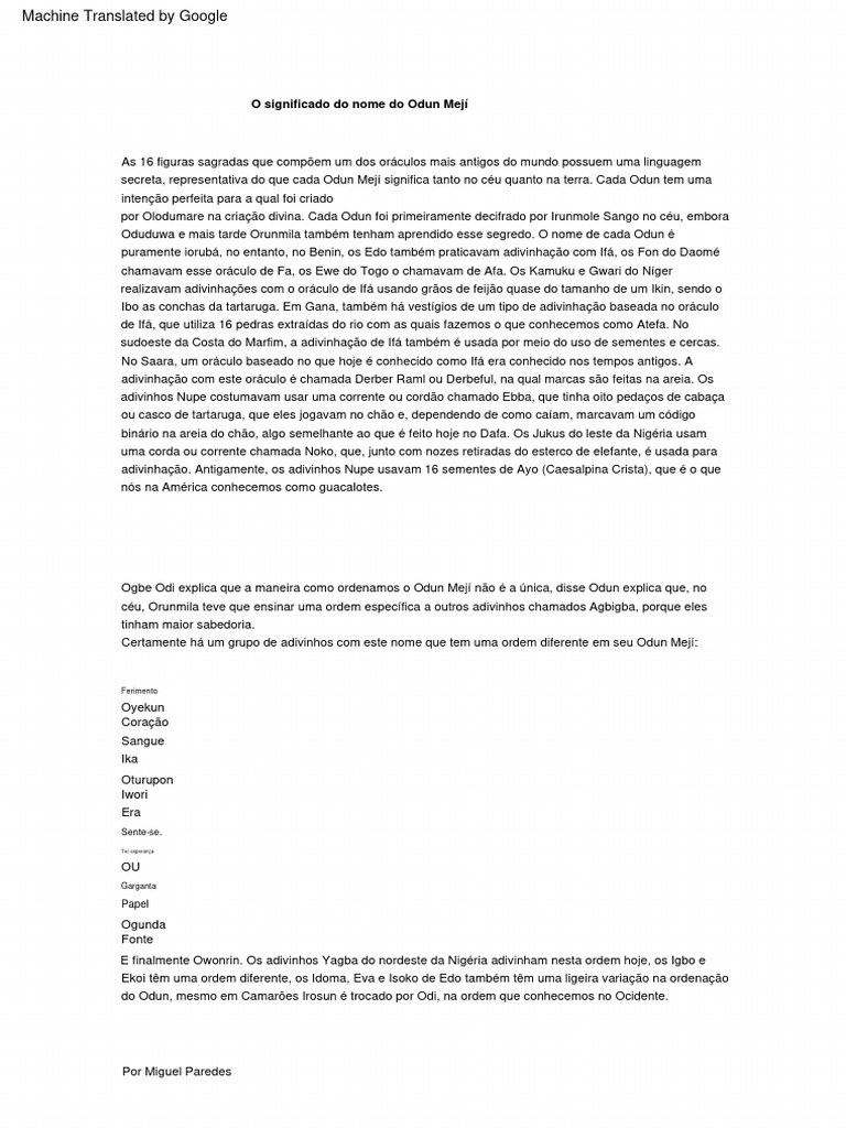 Ofo de Cada Odun Traduzido | PDF