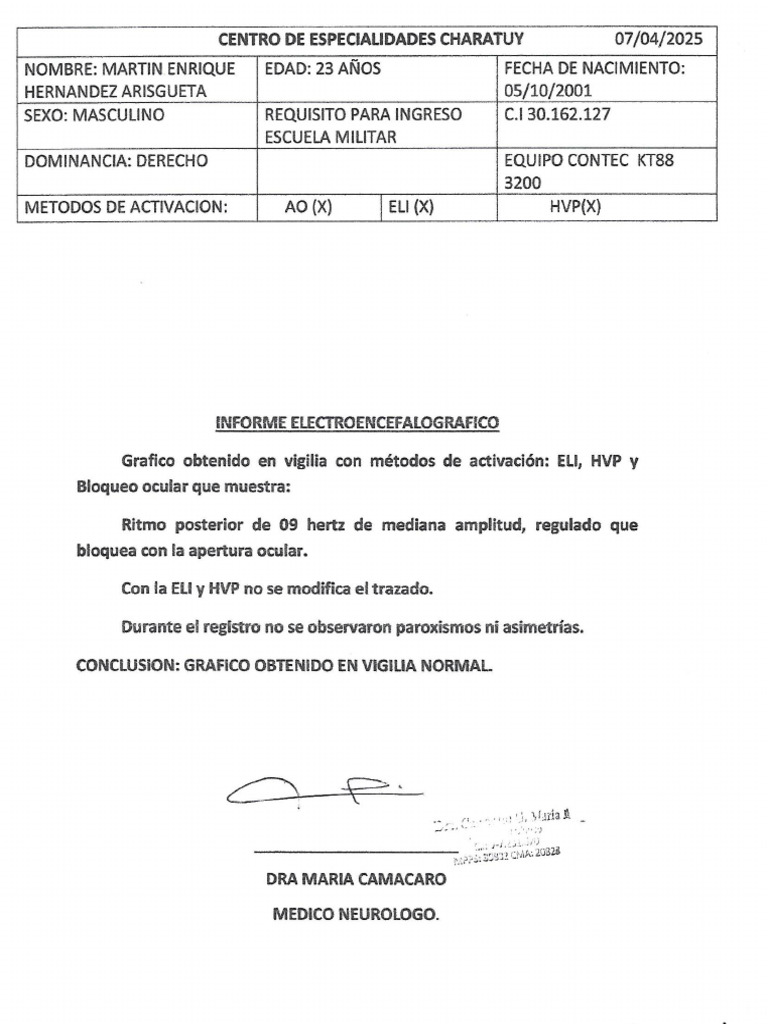 Informe Marcano Electroencefalograma | PDF
