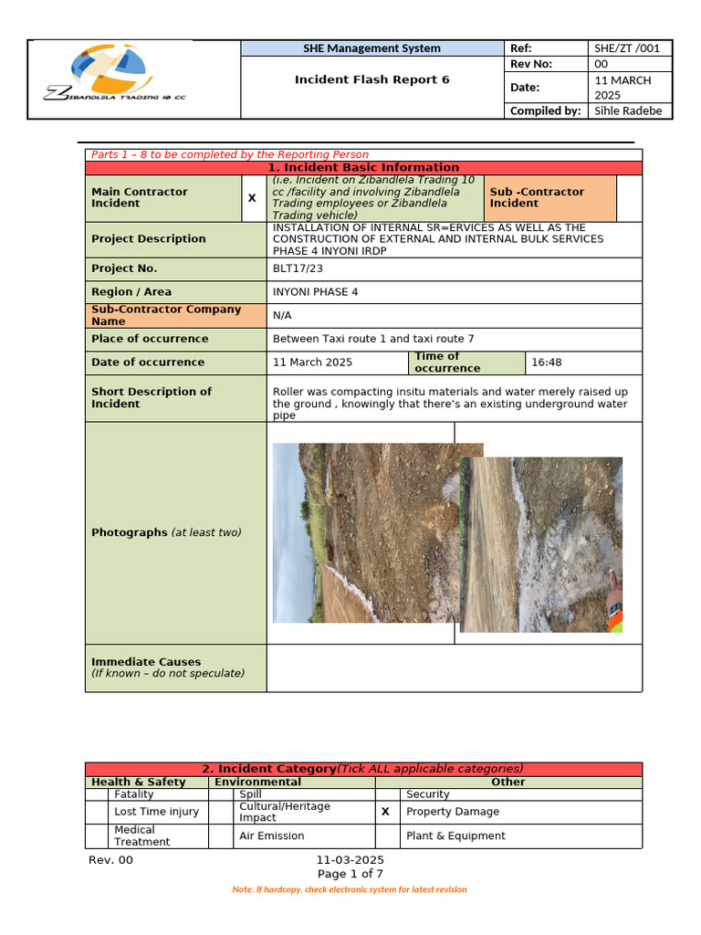 Incident Flash Report: March 2025 | PDF | Water | Disturbance (Ecology)