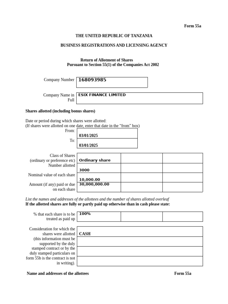 Form No 55a Esix | PDF