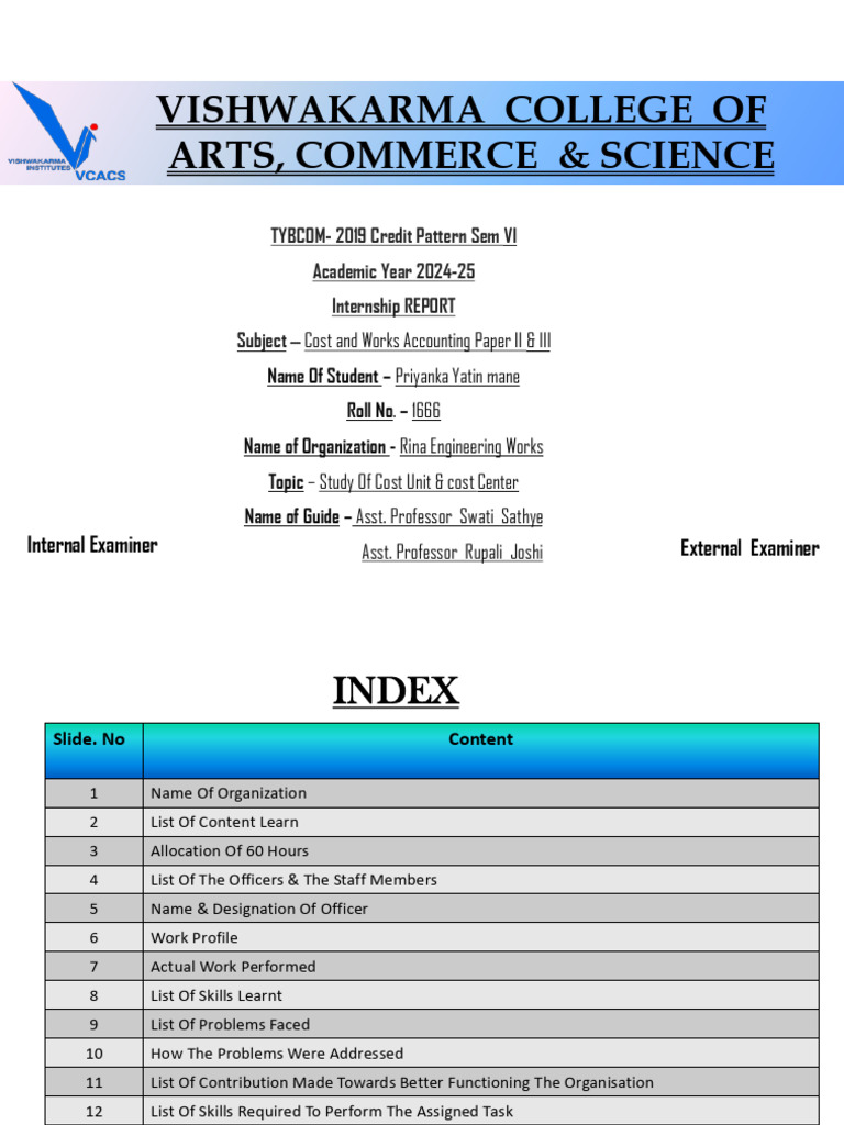 Internship Part-B 1 | PDF | Cost Accounting | Mentorship