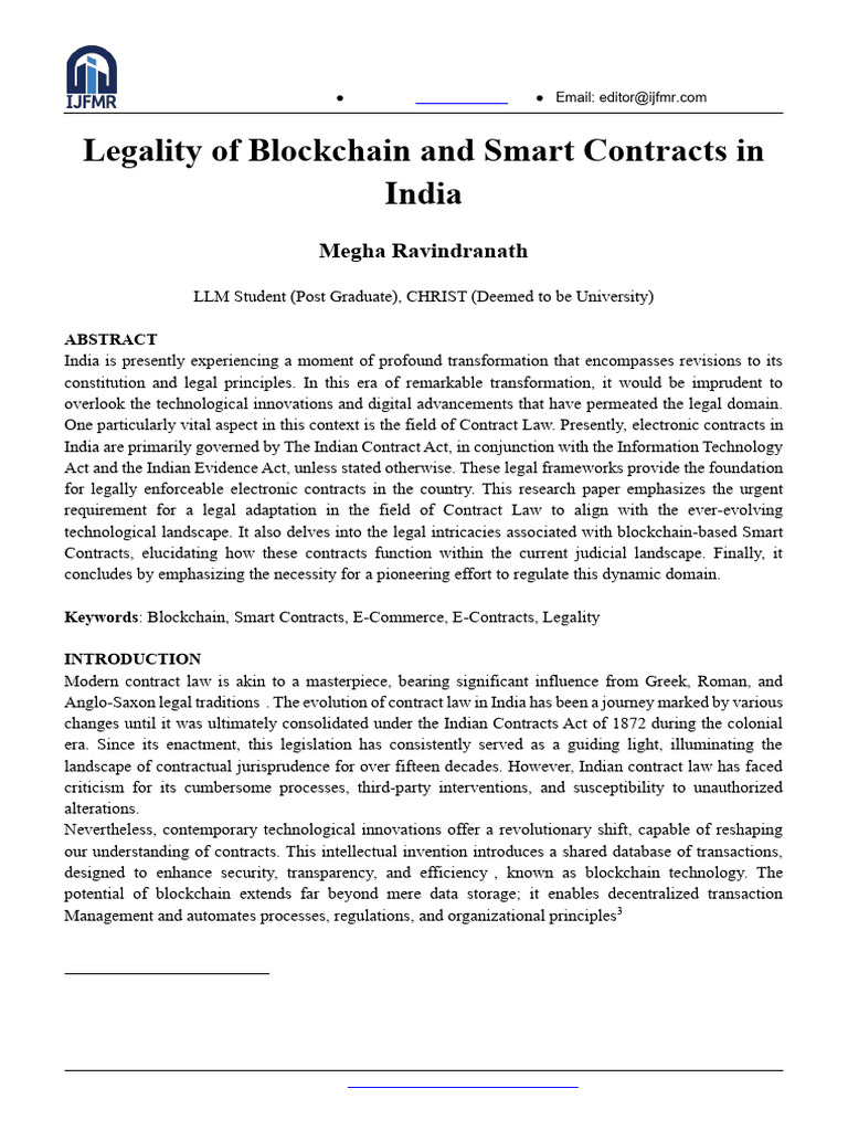 Legal Validity of Smart Contracts | PDF | Commodity Futures Trading ...