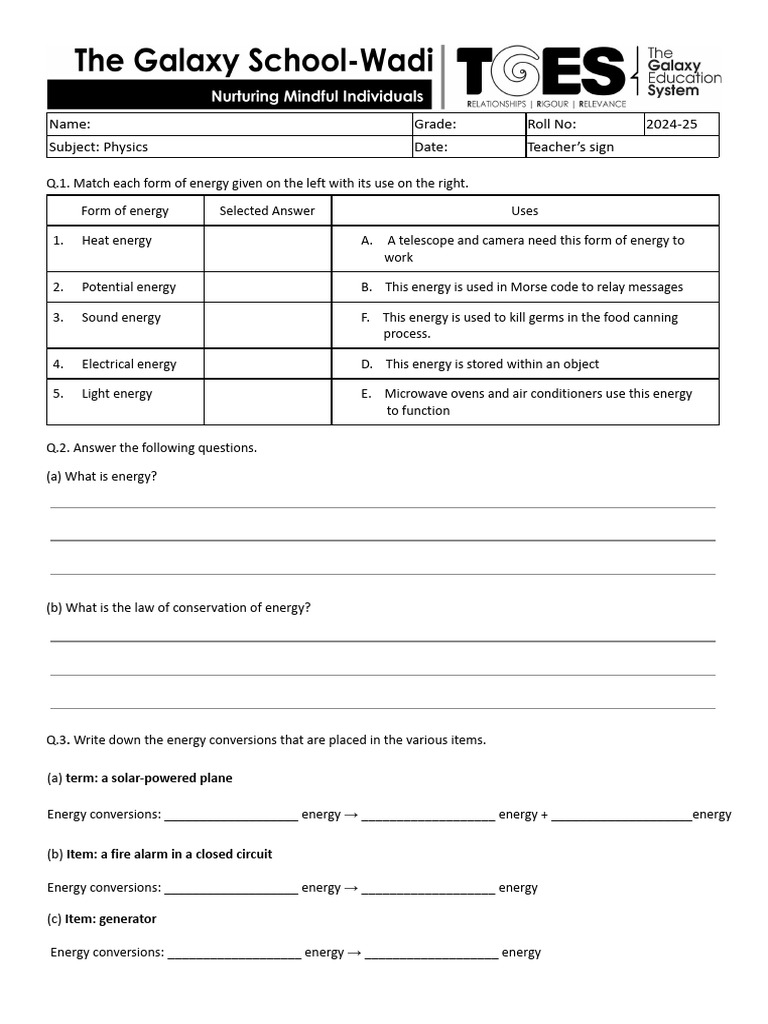 Physics Diagnostic Test 24-25 | PDF | Electricity | Potential Energy