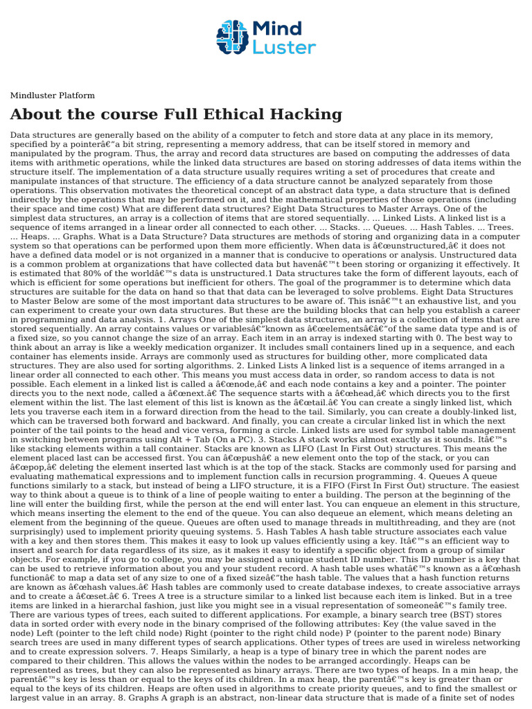 Full Ethical Hacking Course Content | PDF | Data Structure | Queue (Abstract Data Type)