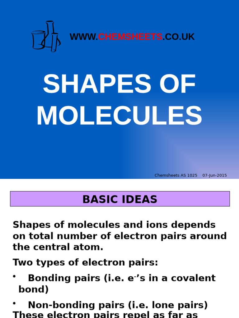 Chemsheets As 1025 Shapes of Molecules | PDF | Chemical Bond ...