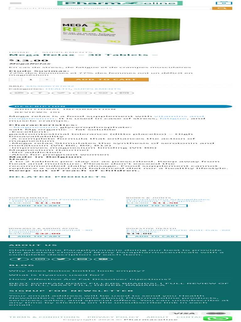 Mega Relax - 30 Tablets - Omegagenics Vitamins and Magnesium | PDF ...