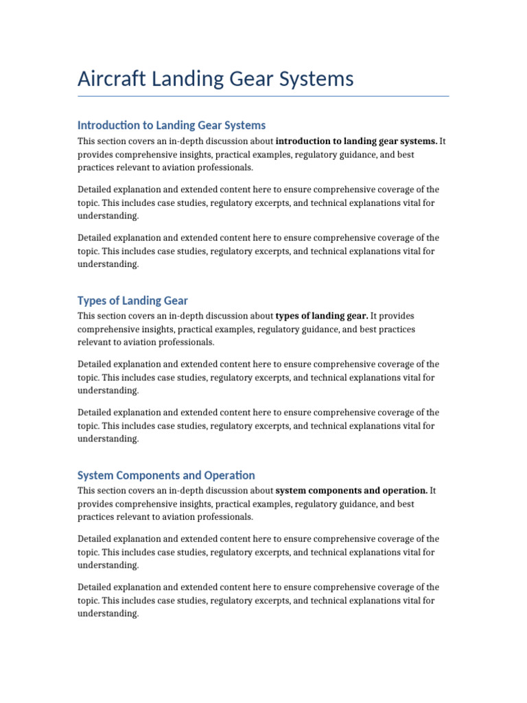 Aircraft Landing Gear Systems - Detailed | PDF | Aviation
