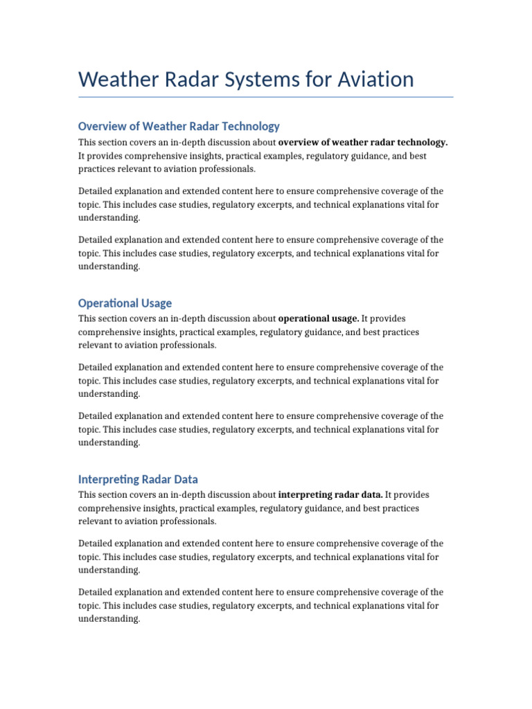 Weather Radar Systems for Aviation_detailed | PDF | Aviation