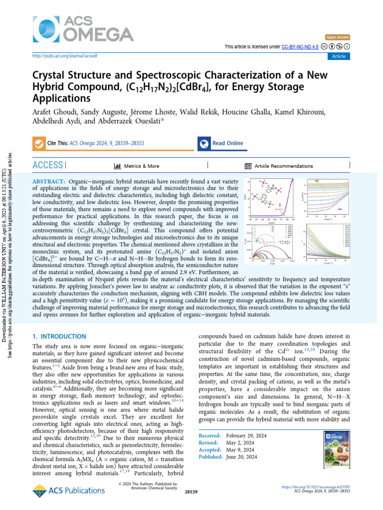 Ghoudi Et Al 2024 Crystal Structure and Spectroscopic Characterization ...