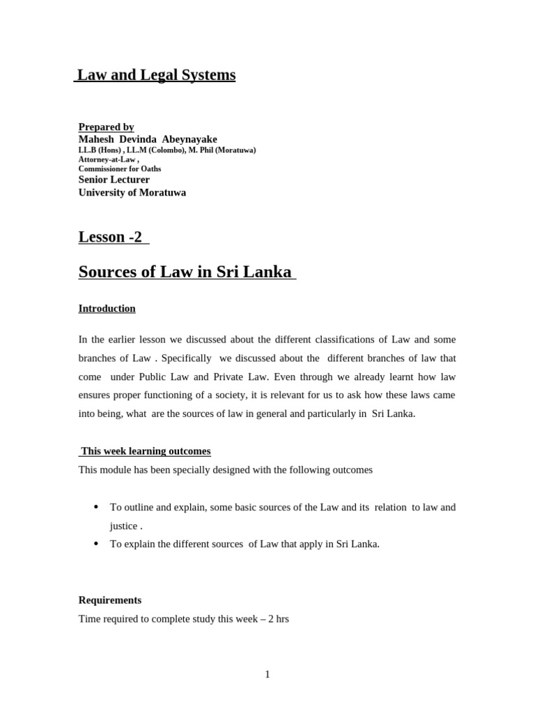 Law Lesson 2 - Sources of Law | PDF | Supreme Courts | Sources Of Law