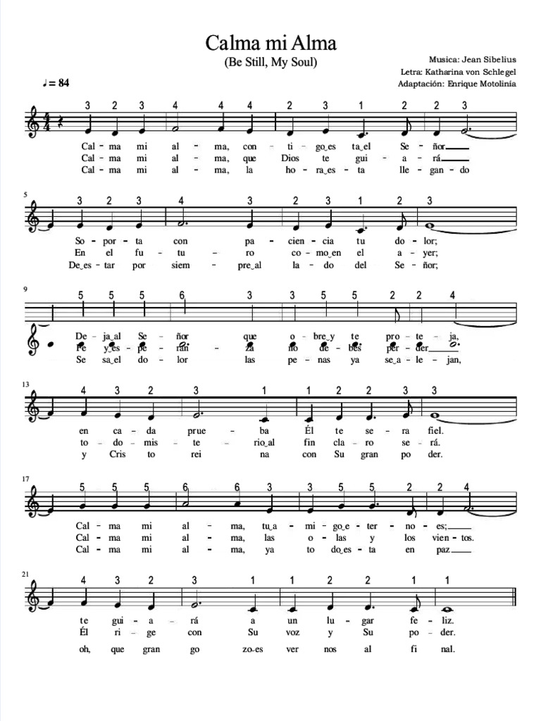 Calma mi alma: Letra y adaptación | PDF