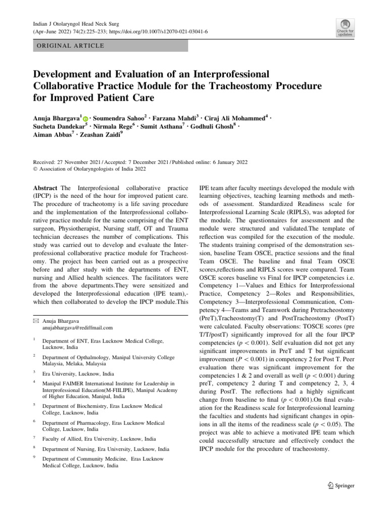 Interprofessional Module for Tracheostomy Care | PDF | Physical Therapy ...