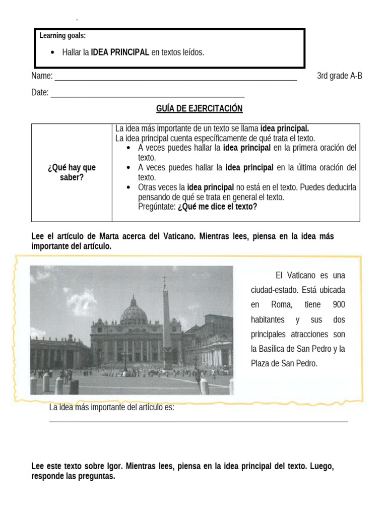 Guía N°1 Hallar La Idea Principal | PDF