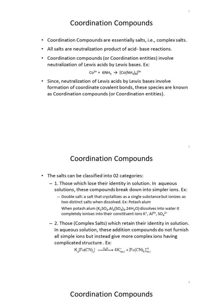 Coordination Compounds - 1&2 | PDF | Coordination Complex | Ligand