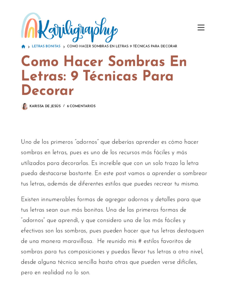 Como Hacer Sombras en Letras - 9 Técnicas para Decorar - Kariligraphy ...