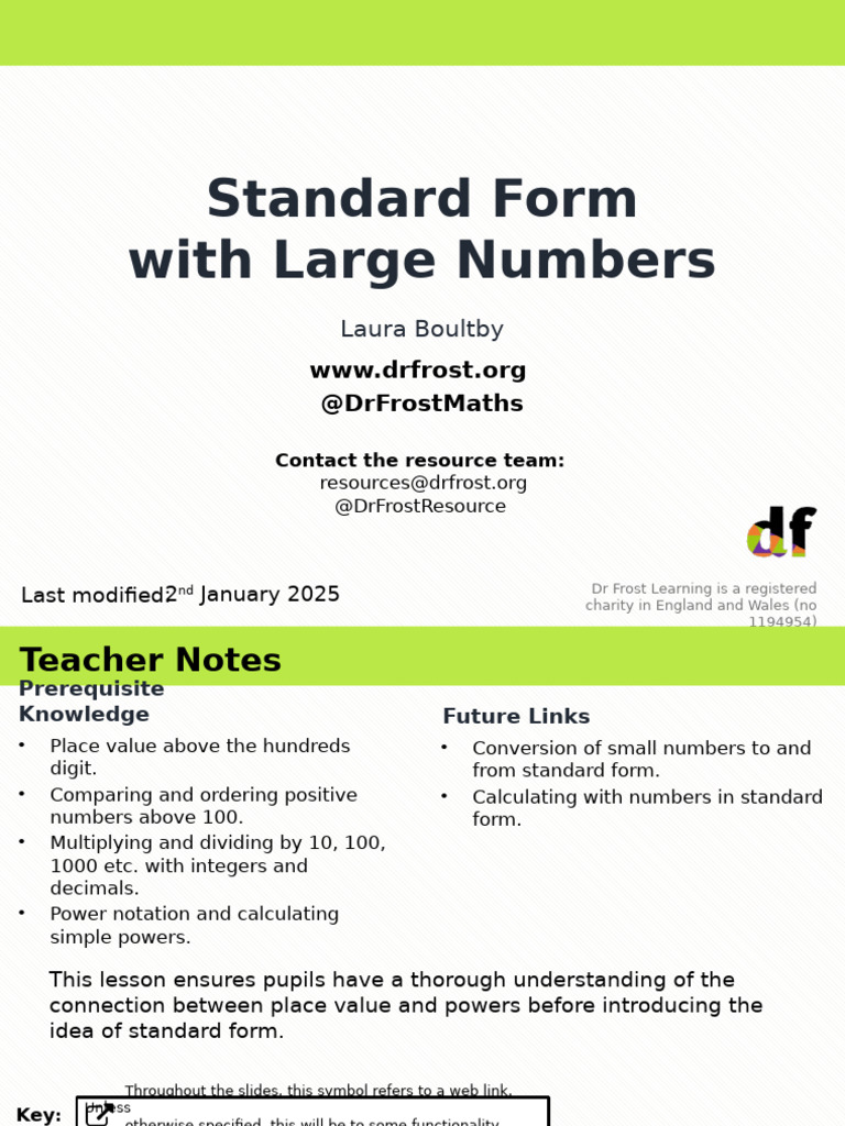 Teaching Standard Form with Large Numbers | PDF | Multiplication ...
