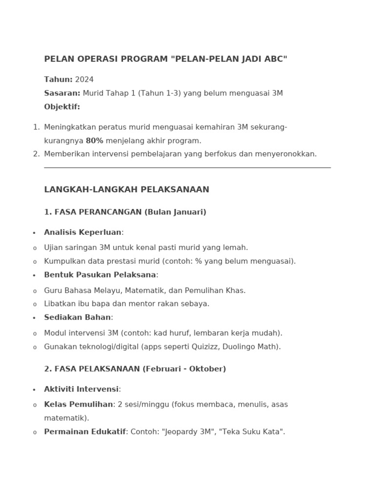 Kertas Kerja Pelan-Pelan Jadi Abc | PDF
