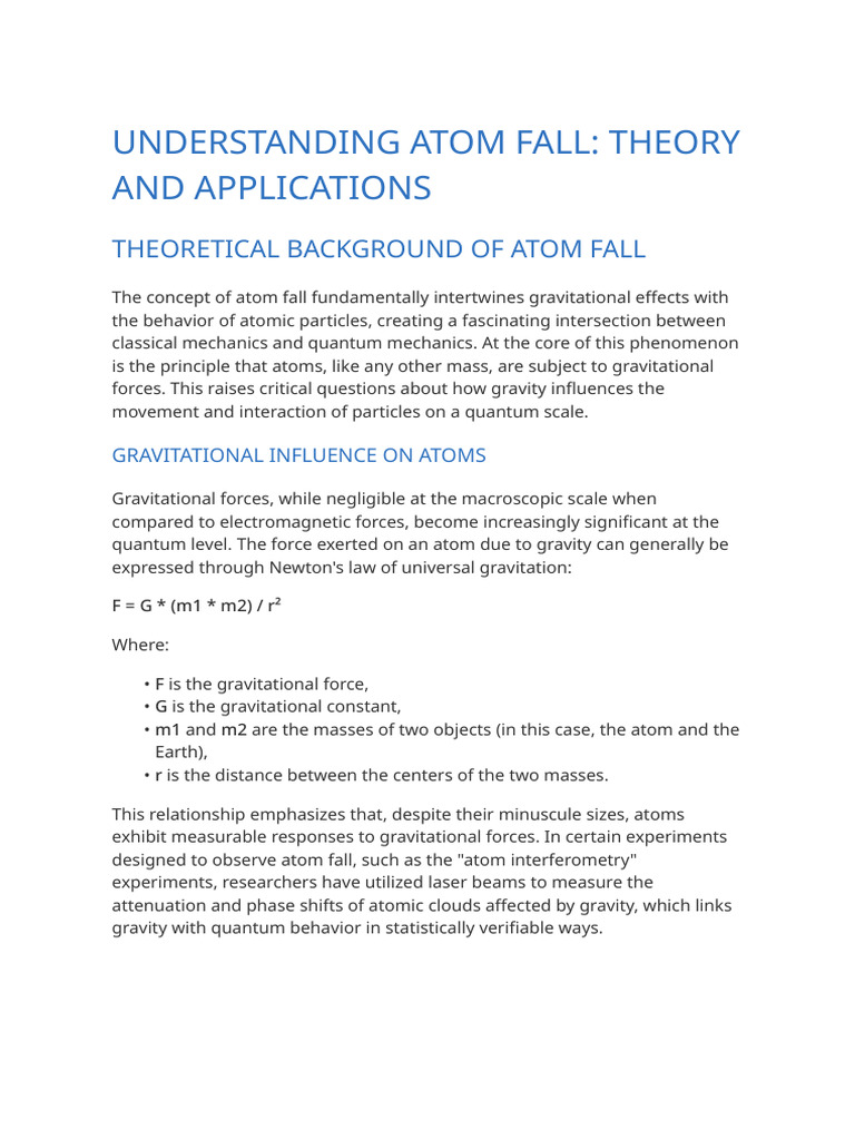 Understanding Atom Fall - Theory | PDF | Gravity | Force