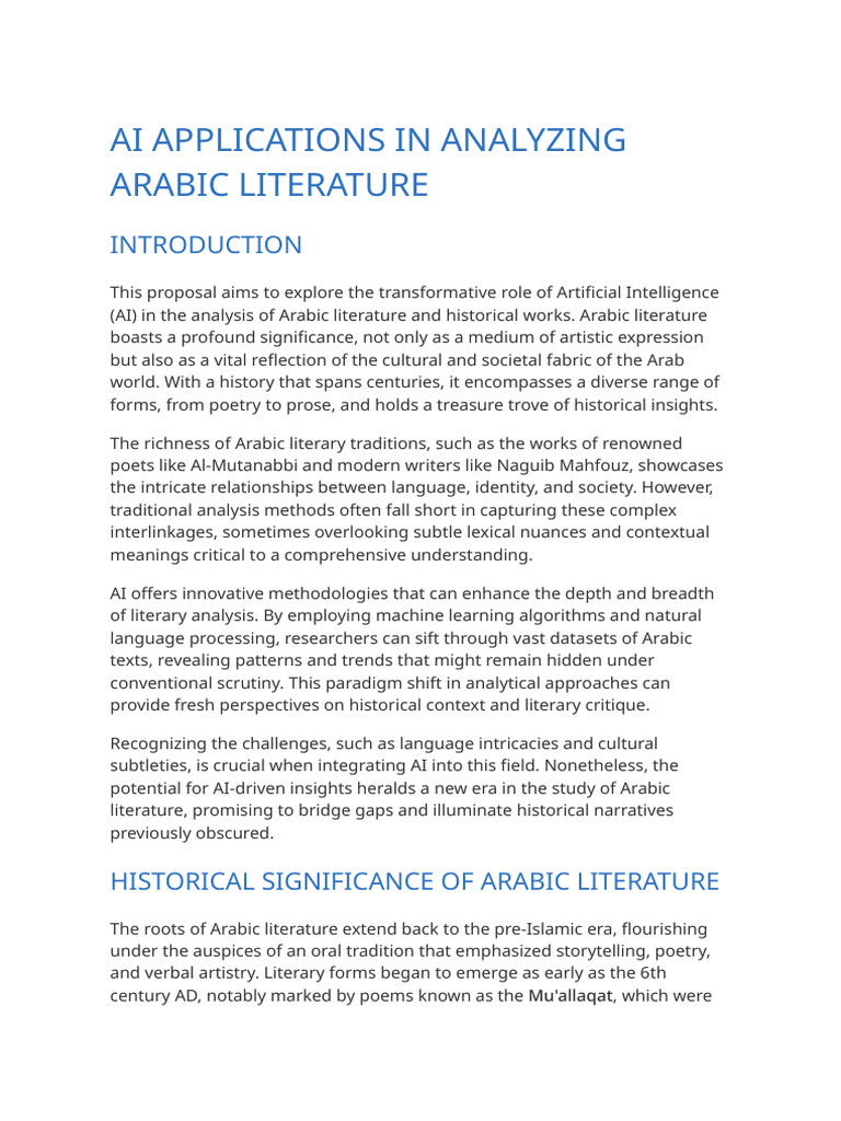 AI Techniques in Arabic Literary Analysis | PDF | Artificial ...