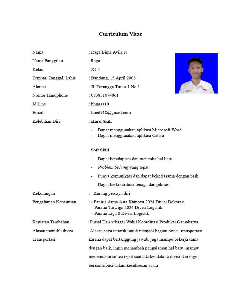 CV Raga Bima Avila: Koordinator Transportasi | PDF