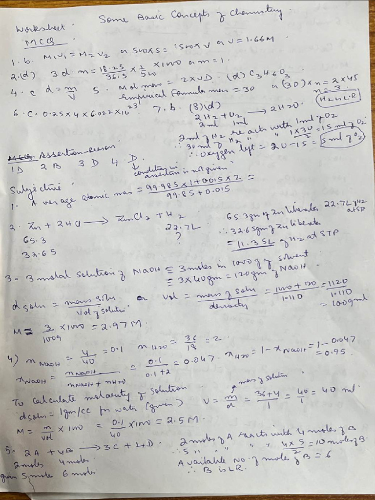 Basic concepts- worksheet solutions | PDF