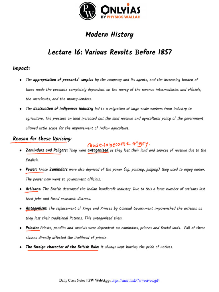 Various Revolts Before 1857. 9 | PDF