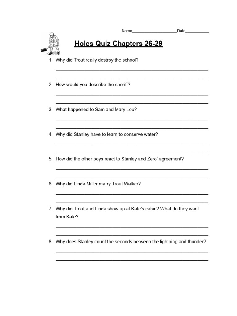 Holes Quiz: Chapters 26-29 Questions | PDF