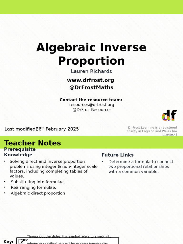 Algebraic Inverse Proportion - Lesson | PDF | Variable (Mathematics ...