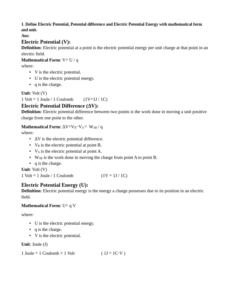 PHY Chp02 Electric Potential | PDF | Volt | Voltage