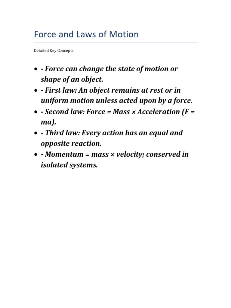 Force and Laws of Motion Detailed | PDF