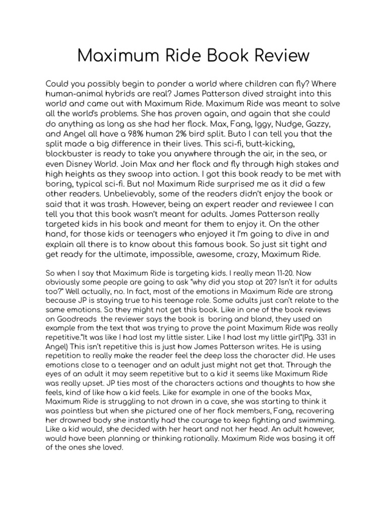 Maximum Ride Book Review | PDF