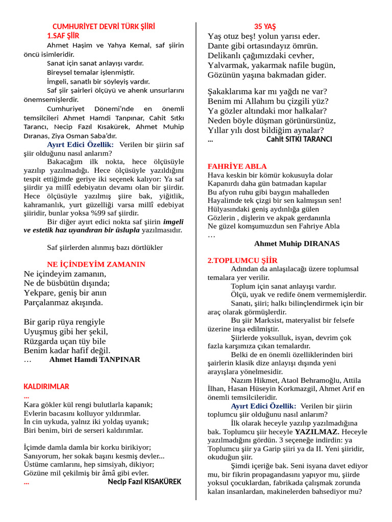 TDE 1.dönem 2. Sınav Notu | PDF