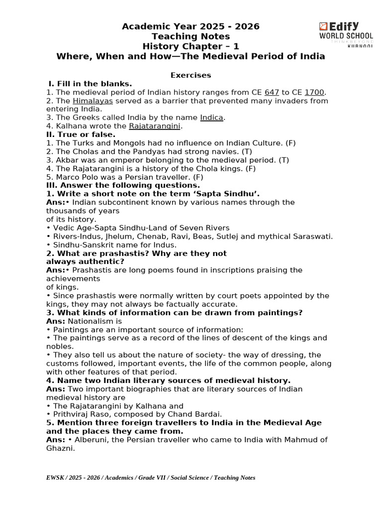 Where, When and How-The Medieval Period of India | PDF | Asia | South Asia