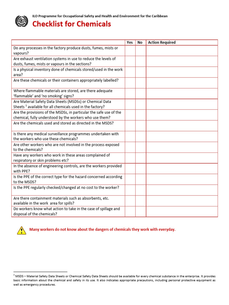 ILO - Checklist For Chemicals | PDF