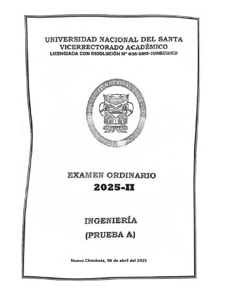 Examen Ordinario 2025 Ii - Ingeniería | PDF