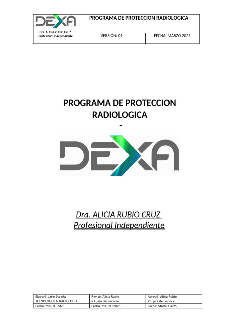 Programa de Proteccion Radiologica | PDF | Protección de radiación | Radiología