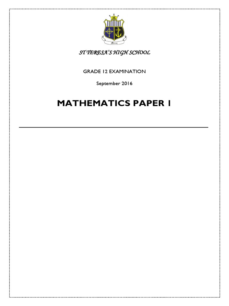 Grade 12 Prelim Paper 1 2016 | PDF | Function (Mathematics ...