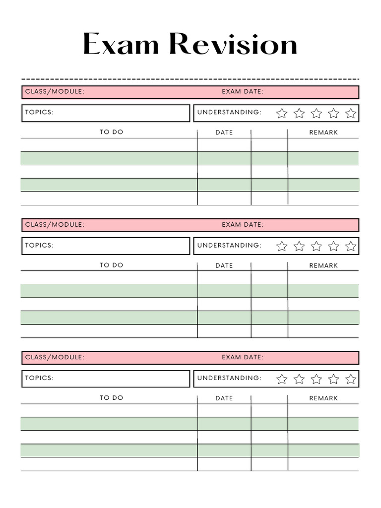 Exam Revision Template Guide | PDF