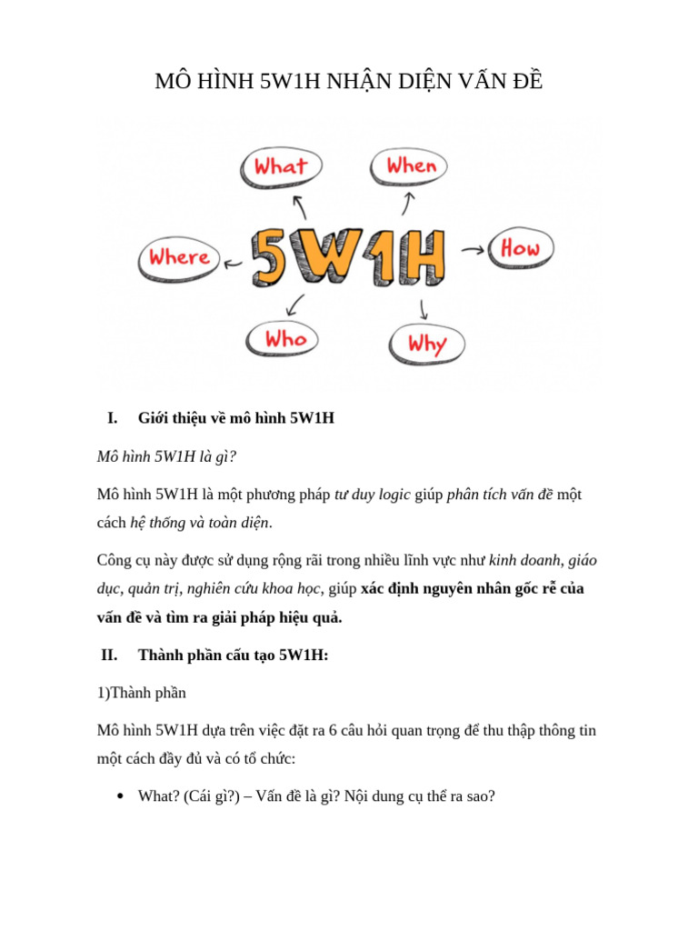 Mô Hình 5W1H Nhận Diện Vấn Đề | PDF