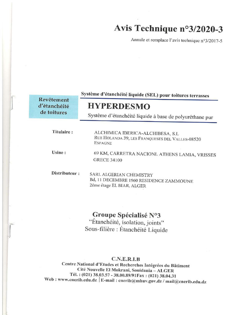 AVIS TECHNIQUE CNERIB HYPERDESMO 2020 (1) - Compressed | PDF