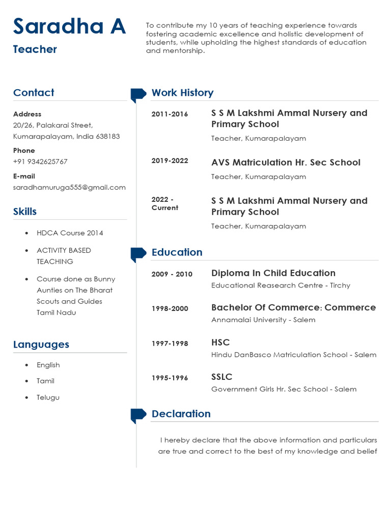 SARADHA Resume | PDF