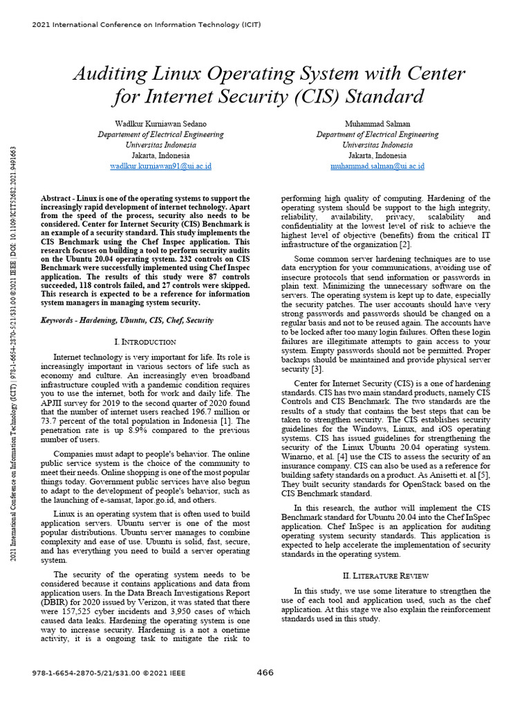 Auditing Linux Operating System With Center For Internet Security CIS ...